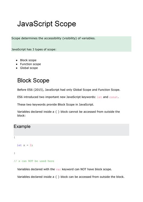 java script javascript scope scope determines the accessibility visibility of variables