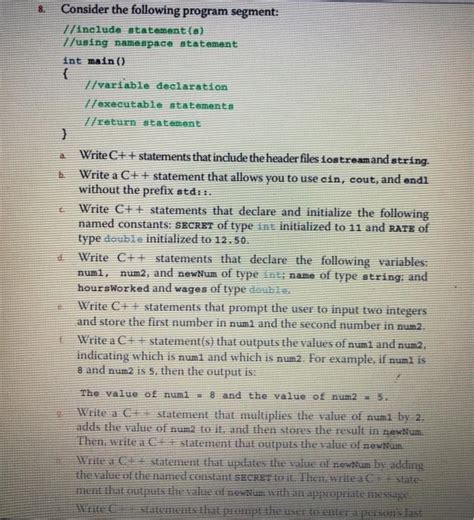 solved consider the following program segment hinclude