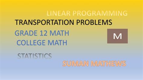 transportation problems linear programming ppt