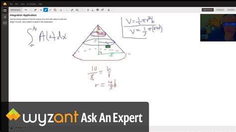 find volume of right circular cone using volume by slicing youtube