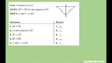 Two Column Proof Prove Two Triangles Are Congruent SSS Congruence