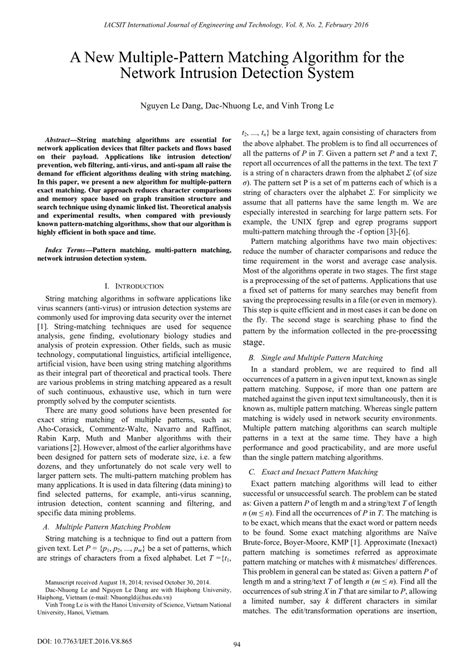 pdf a new multiple pattern matching algorithm for the network intrusion detection system