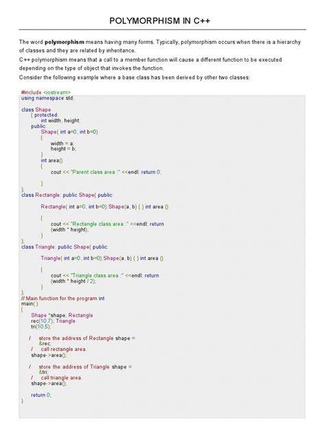 polymorphism in c understanding virtual functions and dynamic binding through an example