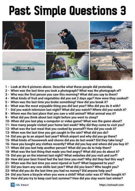 75 Past Simple Conversation Questions ESL Vault