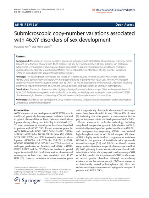pdf submicroscopic copy number variations associated with 46 xy disorders of sex development