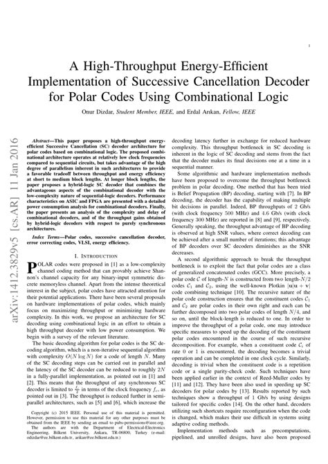 pdf a high throughput energy efficient implementation of successive cancellation decoder for