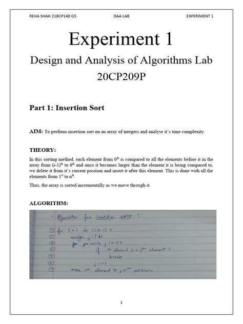 daa lab experiment 1 pdf time complexity computer science