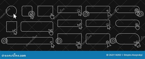 Set Of Cursor Computer Mouse Click Cursor Gray Arrow Icons Set And