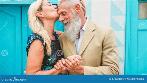 happy senior couple having tender moments outdoor mature people enjoying time together love