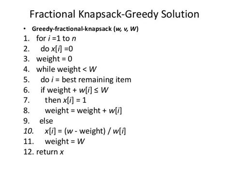 fractional knapsack class 13