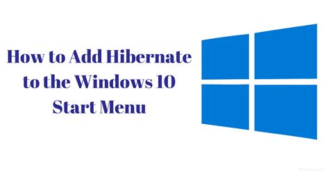 Add Hibernate To Start Menu In Windows 10 TheAppTimes
