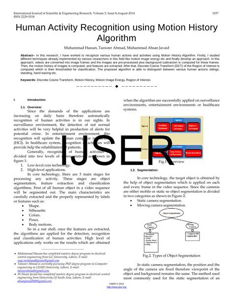 pdf human activity recognition using motion history … human activity recognition using