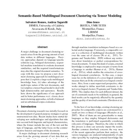 semantic based multilingual document clustering via tensor modeling acl anthology