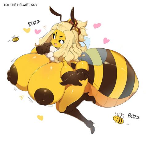 Rule 34 Abdomen Anthro Arthropod Arthropod Humanoid Bee Big Breasts Blonde Hair Female Heart