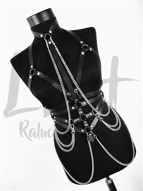 Full Body Women Harness With Chains Full Body Leather Lingerie Fetish Full Body Harness