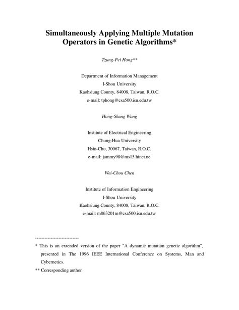 pdf simultaneously applying multiple mutation operators in genetic algorithms
