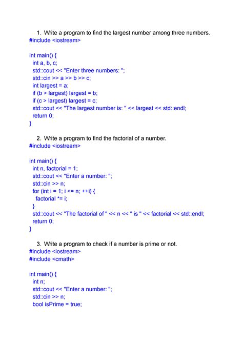 C Problems Write A Program To Find The Largest Number Among Three Numbers Include Int Main