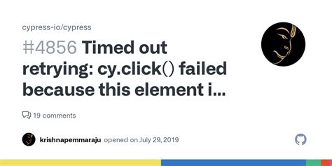 Timed Out Retrying Cy Click Failed Because This Element Is Not
