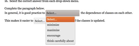 solved 16 select the correct answer from each drop down
