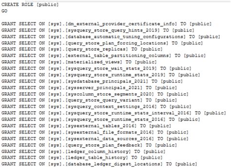 Sql Server Vulnerability Assessment Permissions Script Output SQL