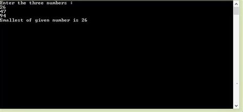 smallest of three number using conditional operator c programs