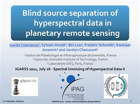 pdf blind source separation of hyperspectral data in planetary remote sensing endmember