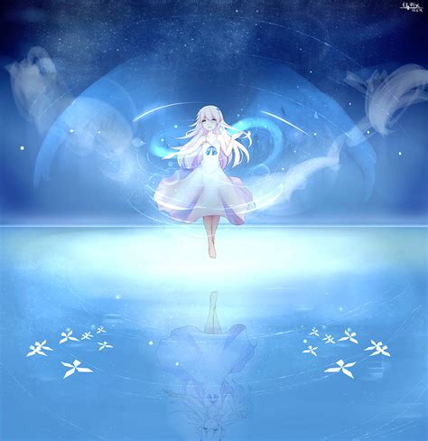 Safebooru Barefoot Blue Eyes Butterfly Dress Elsword Feet Grey Hair Happy Horns Long Hair Lu