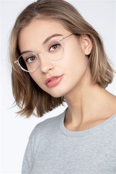 Amity Crystal Clear Feminine Round Frames Eyebuydirect Glasses For Round Faces Clear