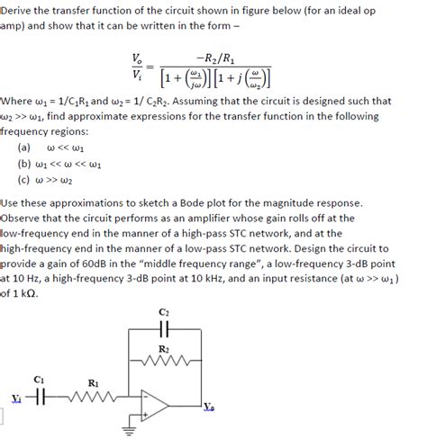 derive the transfer function for the circuit below ch