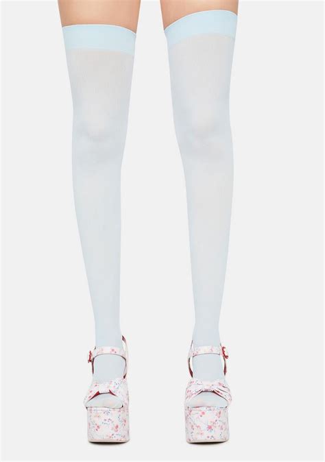 Light Blue Opaque Thigh Highs Dolls Kill