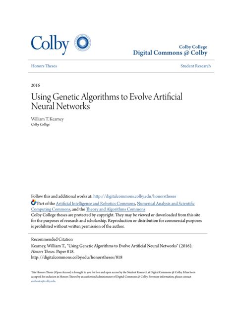 using genetic algorithms to evolve artificial neural networks download free pdf genetic