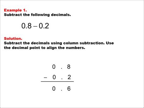 math example decimal concepts subtracting decimals example 1 media4math