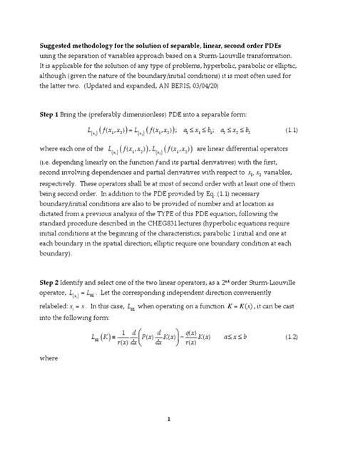 suggested methodology for the solution of separable linear second order pdes pdf partial