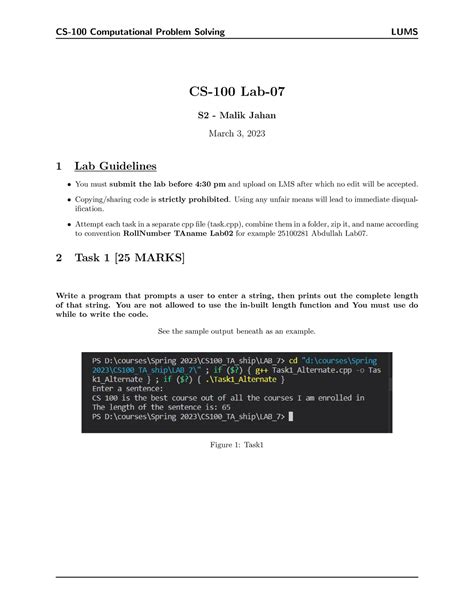 lab 7 lab 7 cs 100 computational problem solving lums cs 100 lab s2 malik jahan march 3