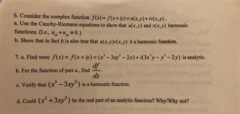 solved 6 consider the complex function f z f x iy