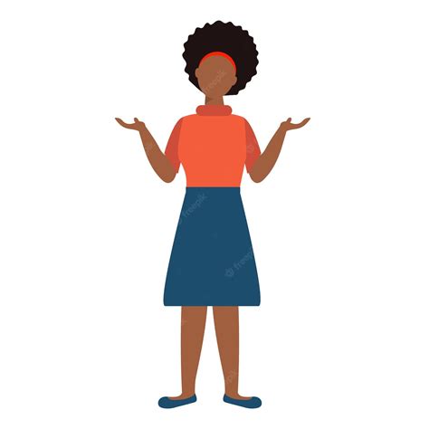 Premium Vector African American Woman Spreads Her Hands Oops I Dont Know Sorry Full Body