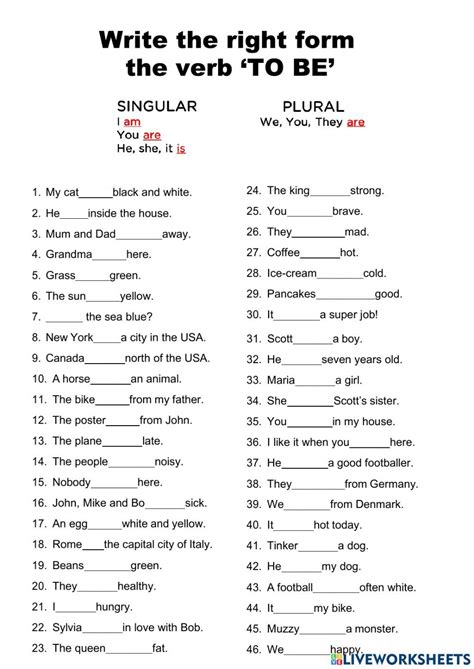 Verb To Be Online Worksheet For Grade 1 You Can Do The Exercises