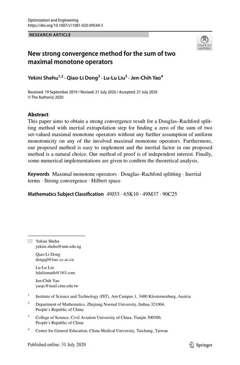 pdf new strong convergence method for the sum of two maximal monotone operators