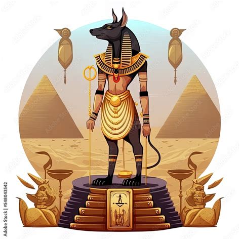 Anubis Egyptian God Ancient Egypt Deity With Human Body And Jackal Head Wearing Royal Pharaoh