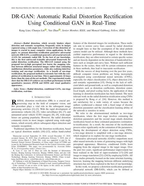 pdf dr gan automatic radial distortion rectification using conditional gan in real time