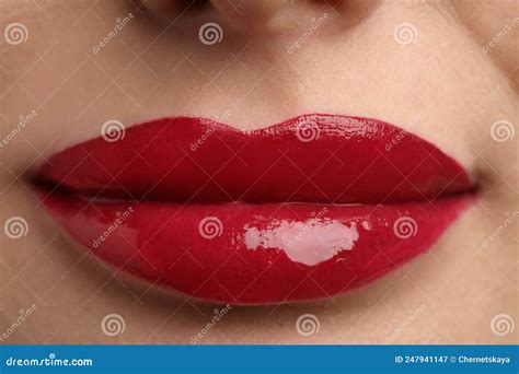 Young Woman With Perfect Lips Makeup Closeup Stock Image Image Of Cosmetic Passion 247941147