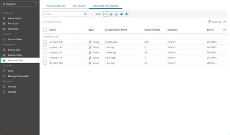 viewing and exporting protected objects details veeam service provider console guide for end users