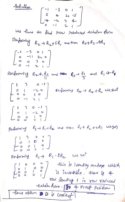 [solved] linear algebra 12 determine if the matrix below is invertible use course hero