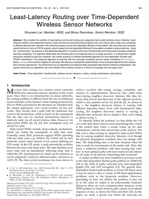 least latency routing over time dependent wireless sensor networks pdf routing wireless