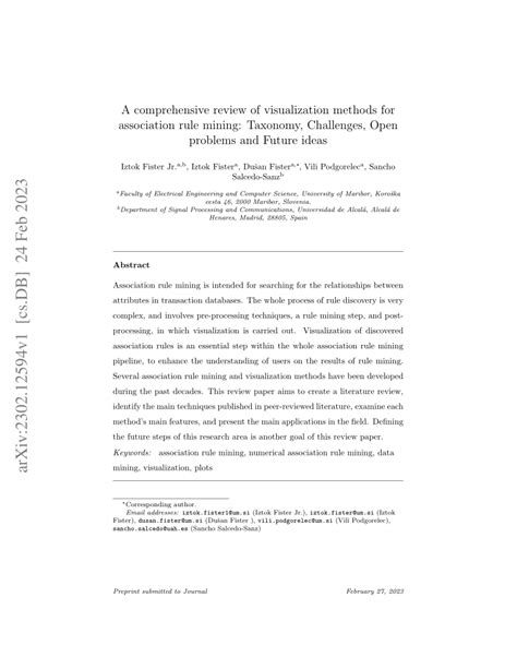 pdf a comprehensive review of visualization methods for association rule mining taxonomy