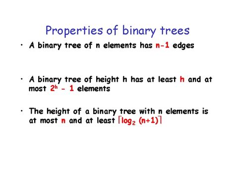 properties of binary trees