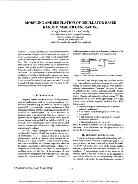 modeling and simulation of oscillator based random number generators pdf electronic