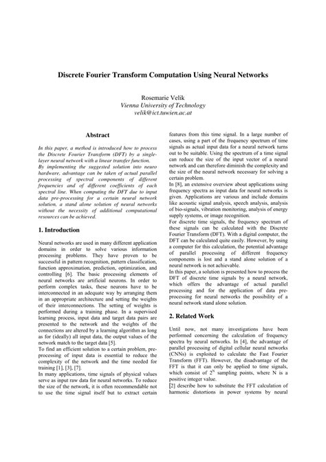 pdf discrete fourier transform computation using neural networks