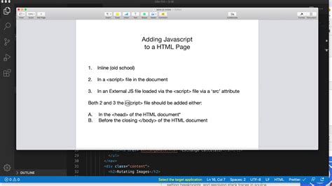 adding javascript to a html pages youtube
