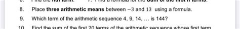 solved 8 9 place three arithmetic means between 3 and 13